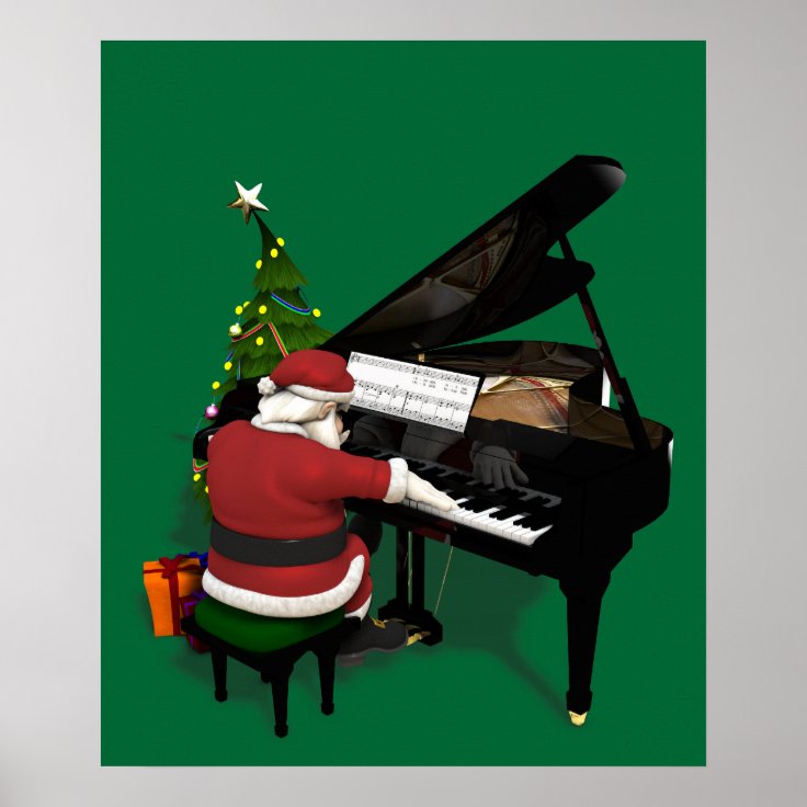 Santa Claus Playing Piano Poster | Zazzle
