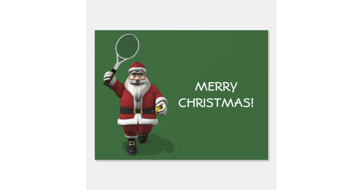 Santa Claus Playing Tennis Sign | Zazzle