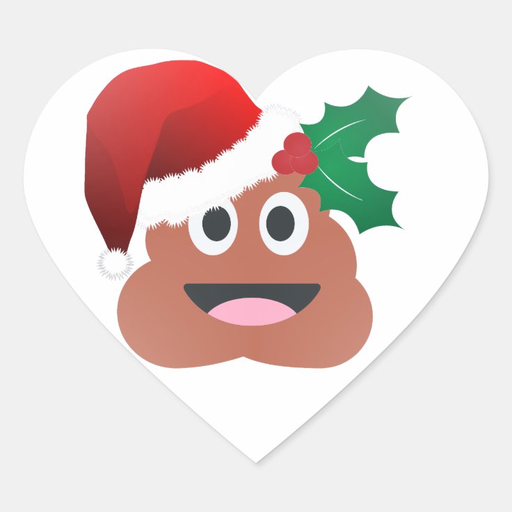 santa claus poop emoji heart sticker | Zazzle