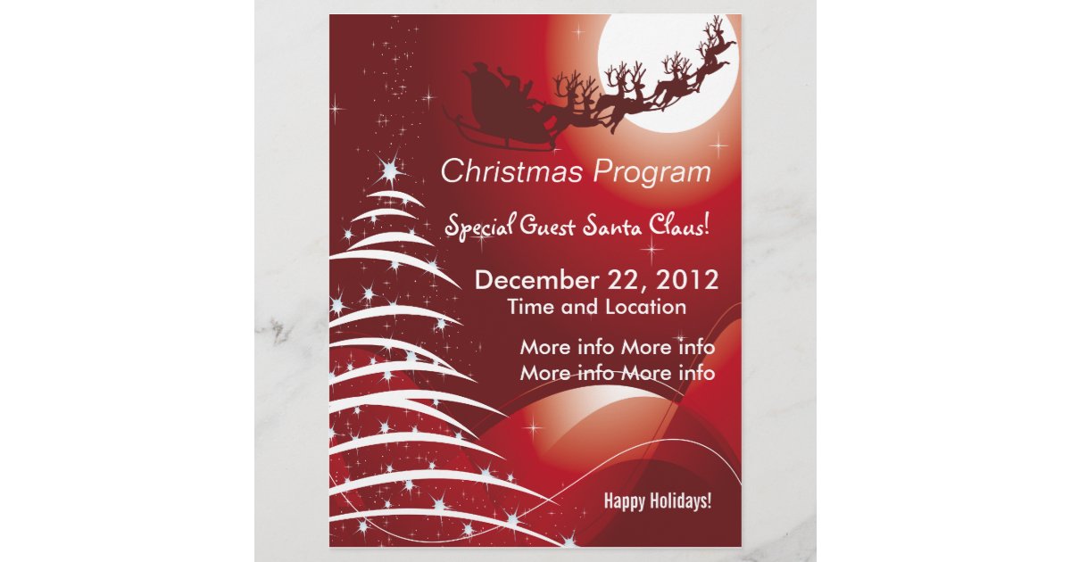 Santa Claus Red Christmas Program Flyer | Zazzle