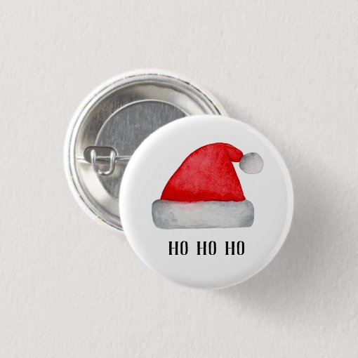 Santa Claus. Red hat. Christmas holiday. Ho ho ho Button | Zazzle
