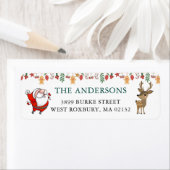 Santa Claus Reindeer Holiday Return Address Label | Zazzle