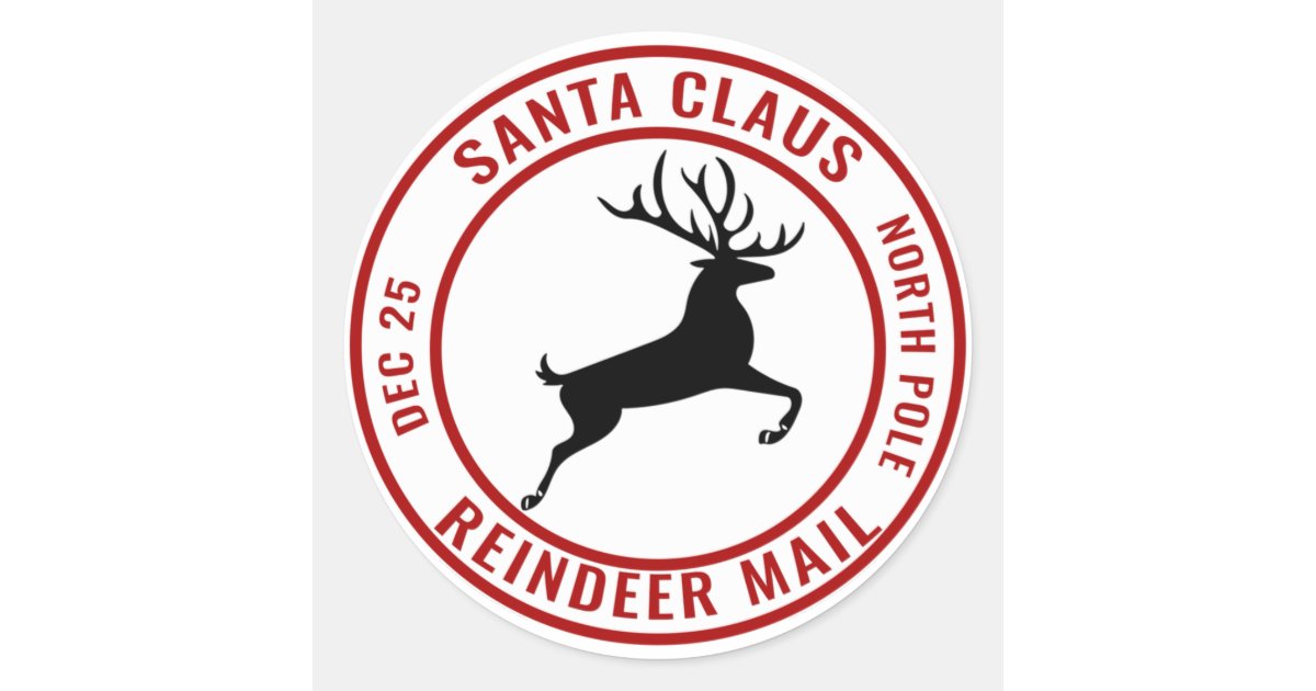 Santa Claus Reindeer Mail North Pole Classic Round Sticker | Zazzle