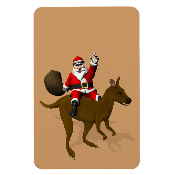 Santa Claus Riding On Kangaroo Magnet | Zazzle.com