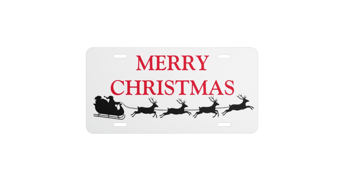 Santa Claus Riding Reindeer Christmas Holiday License Plate | Zazzle