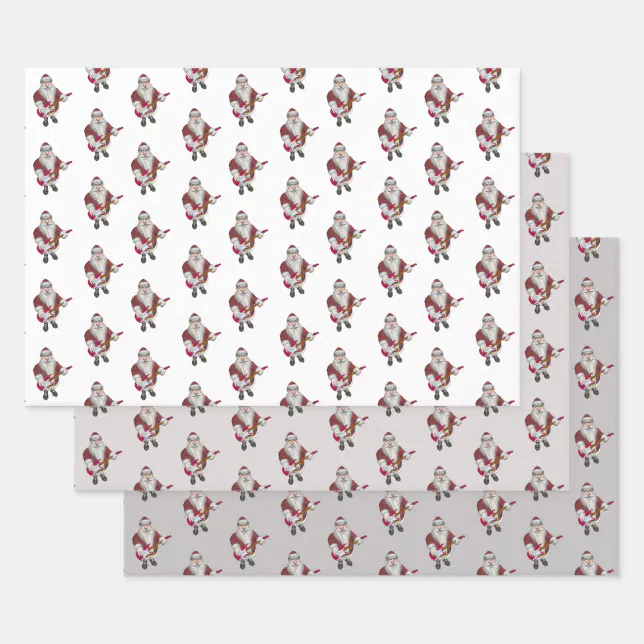 Santa Claus Rock Star Wrapping Paper Sheets | Zazzle
