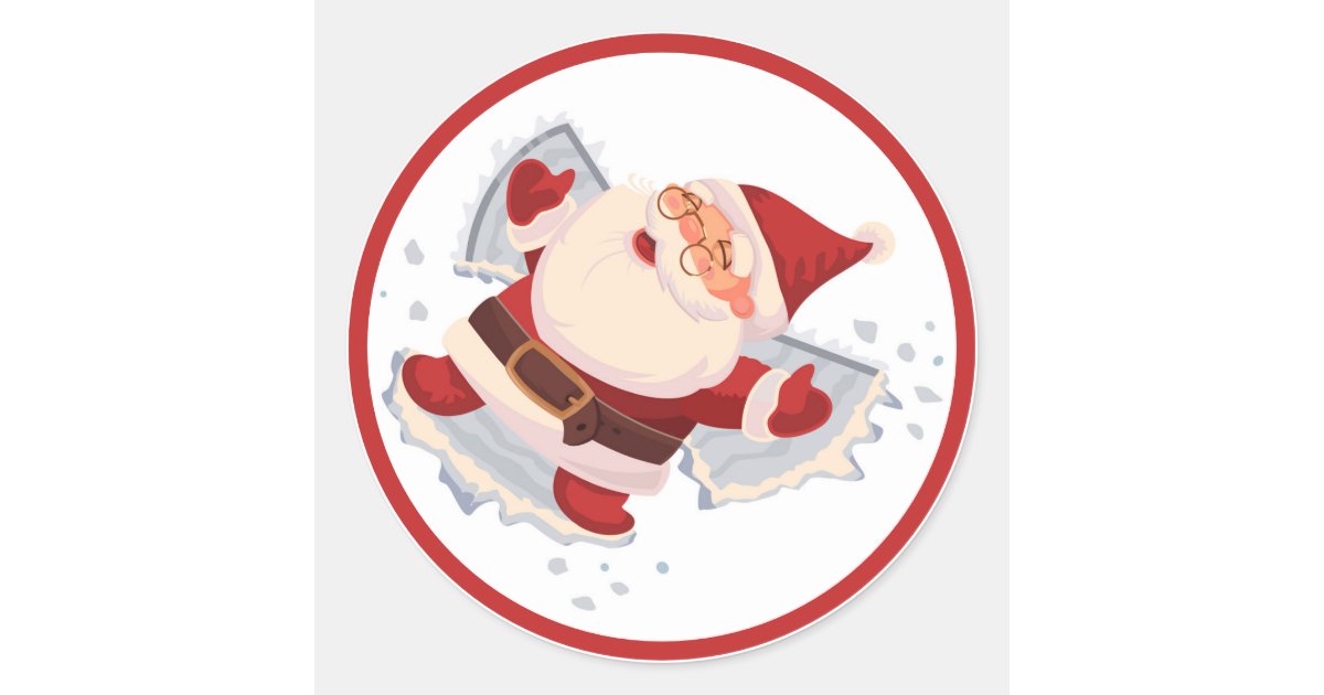 Santa Claus Snow Angel Christmas Sticker | Zazzle