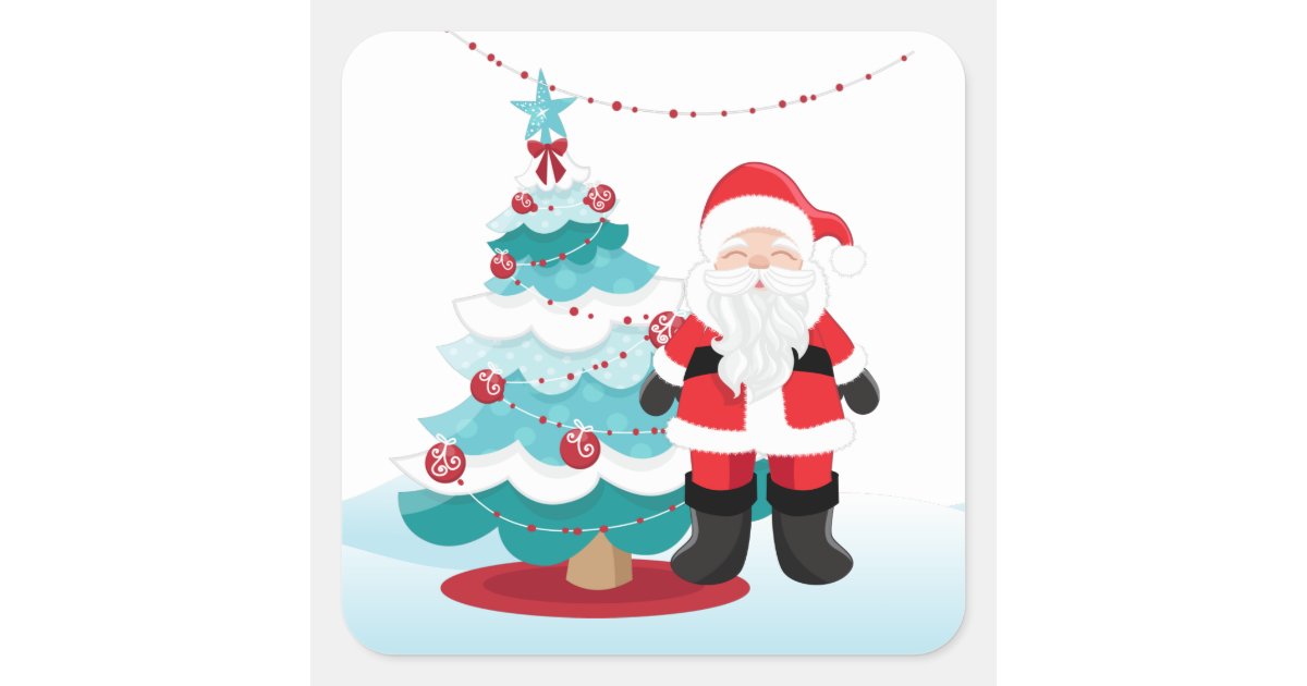 Santa Claus Square Sticker | Zazzle