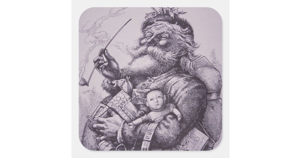 Santa Claus Square Sticker | Zazzle