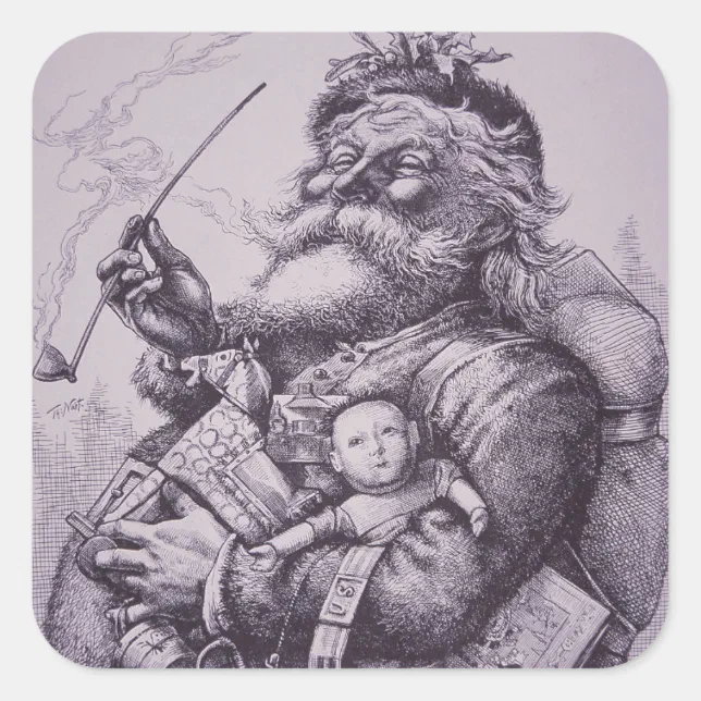 Santa Claus Square Sticker | Zazzle