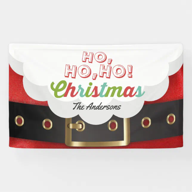 Santa Claus Suit Ho Ho Ho Christmas Happy New Year Banner | Zazzle