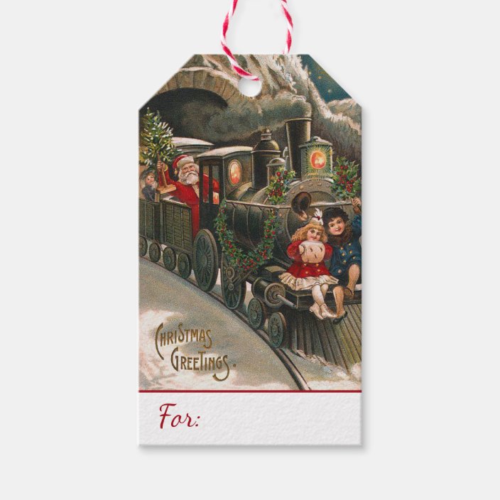 Santa Claus Train Vintage Christmas Gift Tags | Zazzle.com