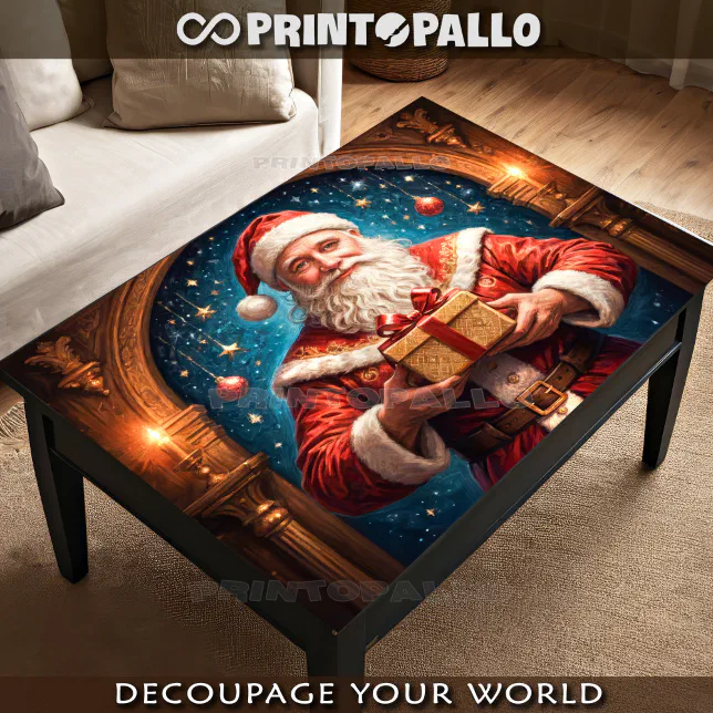 Santa Claus with a gift in his lab Tissue Paper | Zazzle