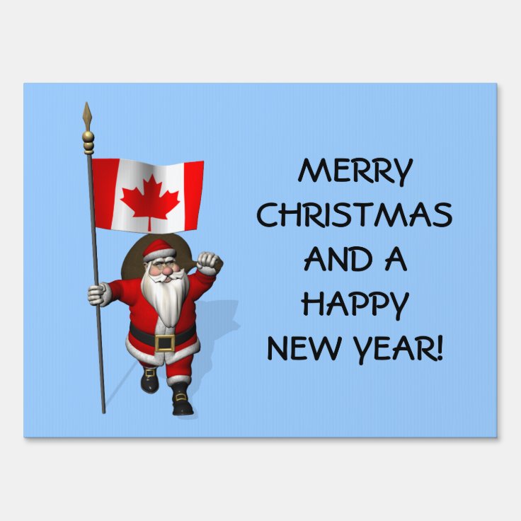 Santa Claus With Canadian Flag Yard Sign | Zazzle