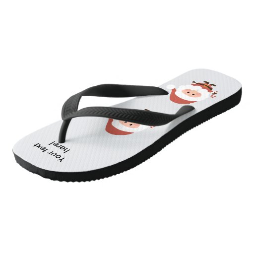 Santa Claus with candycane cartoon Flip Flops | Zazzle