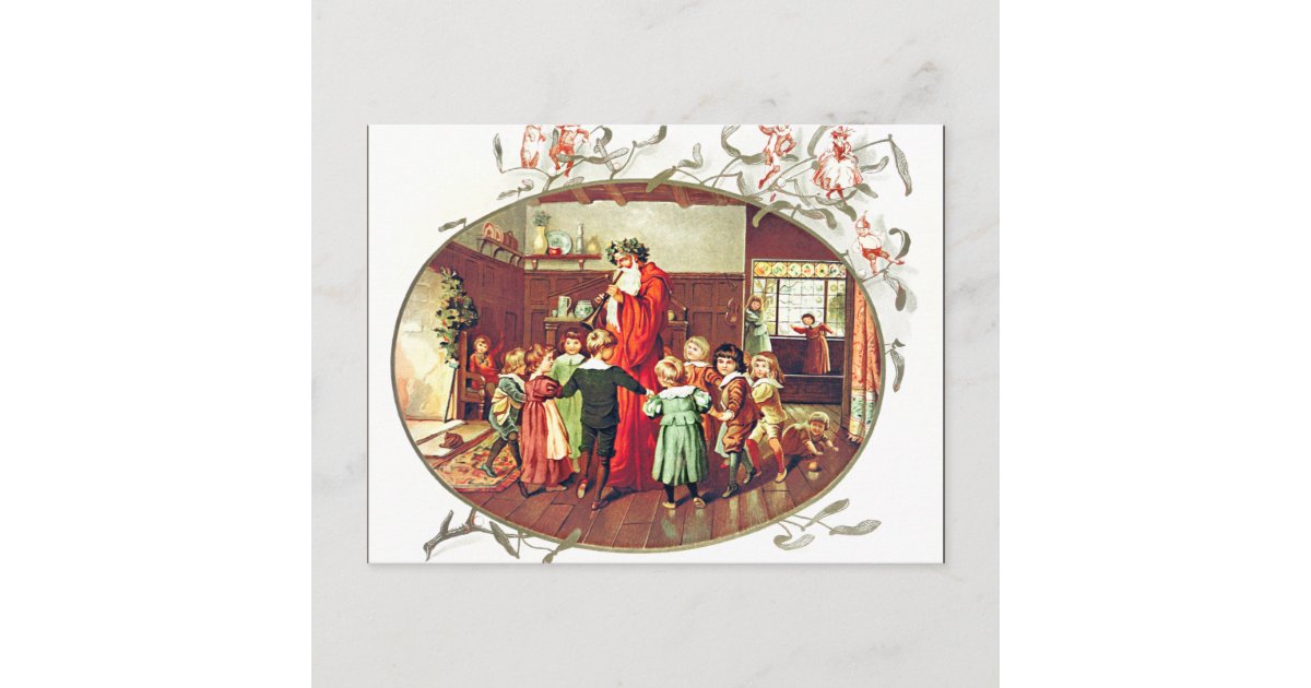 Santa Claus with Children illustration Postcard | Zazzle