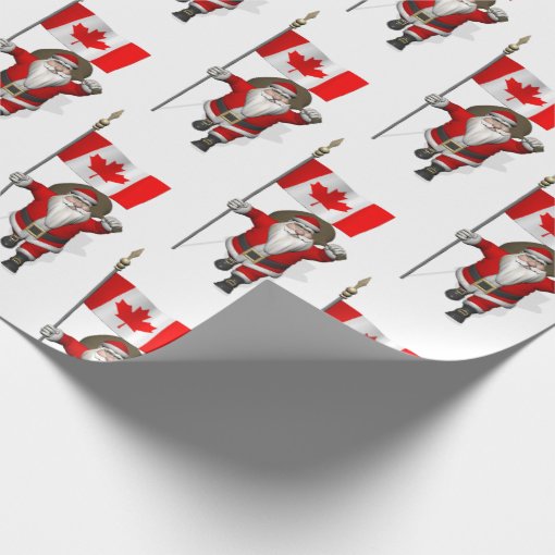Santa Claus With Ensign Of Canada Wrapping Paper | Zazzle