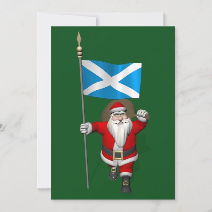 Santa Claus With Ensign Of Scotland Holiday Card | Zazzle.com
