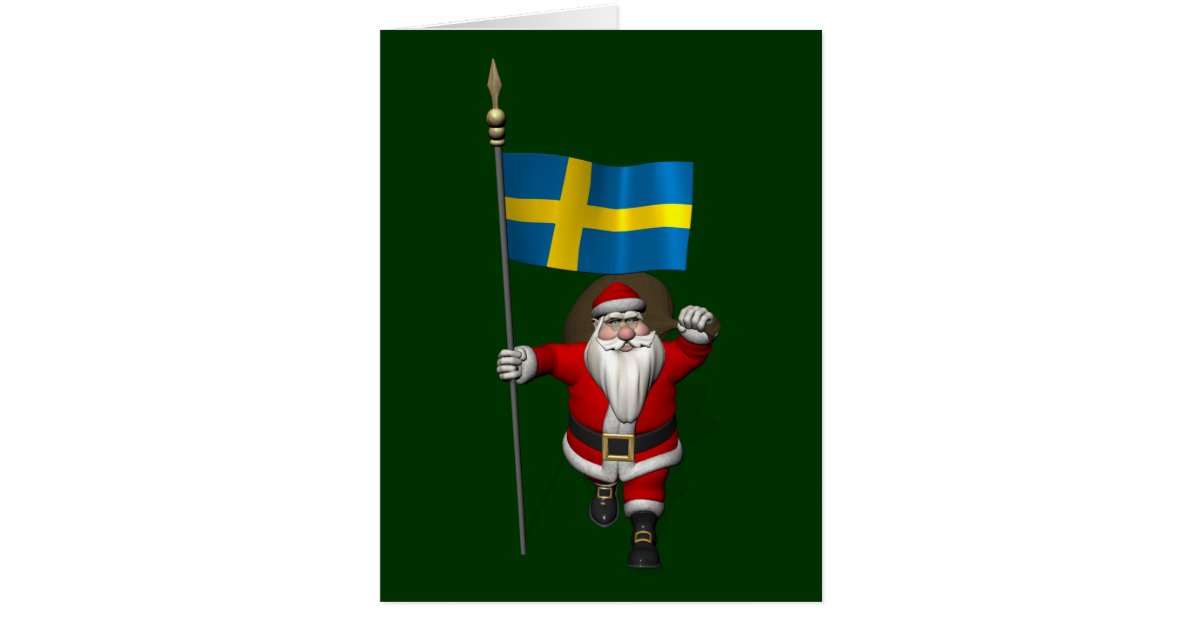 Santa Claus With Ensign Of Sweden | Zazzle
