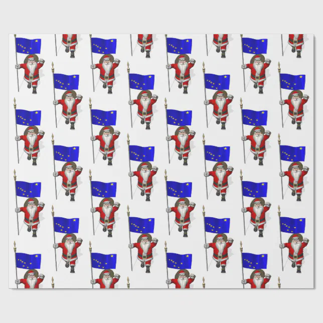 Santa Claus With Flag Of Alaska Wrapping Paper | Zazzle