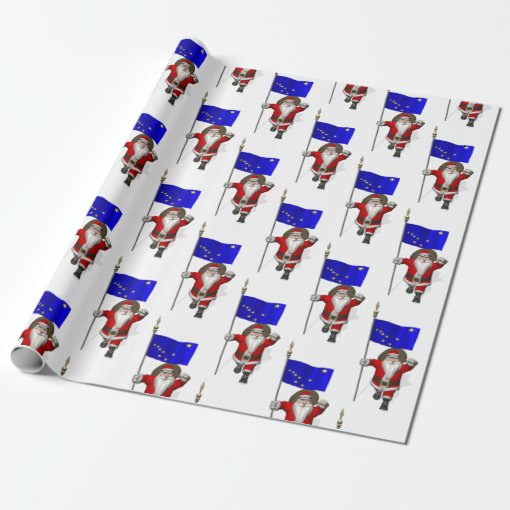 Santa Claus With Flag Of Alaska Wrapping Paper | Zazzle