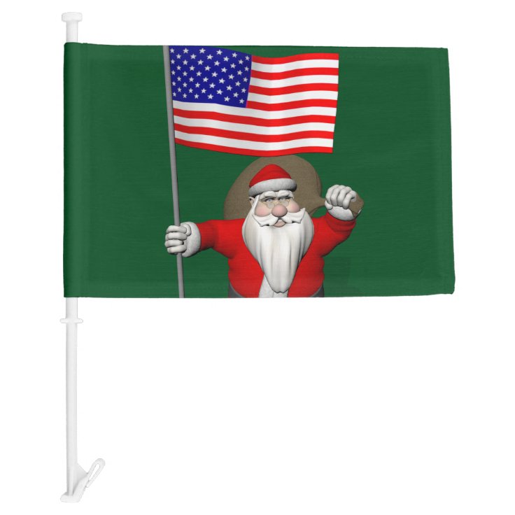 Santa Claus With Flag Of The USA | Zazzle
