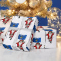 Santa Claus With Flag Of Wisconsin Wrapping Paper | Zazzle