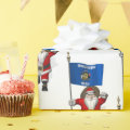 Santa Claus With Flag Of Wisconsin Wrapping Paper | Zazzle