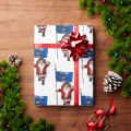 Santa Claus With Flag Of Wisconsin Wrapping Paper | Zazzle