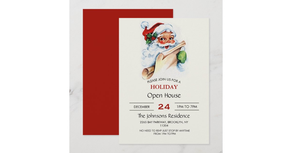Santa Claus with his Christmas list scroll Invitation | Zazzle
