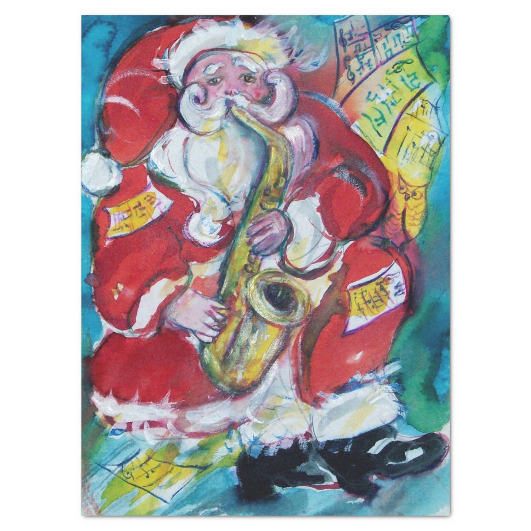 SANTA CLAUS WITH SAX / Musical Christmas Party Tissue Paper | Zazzle