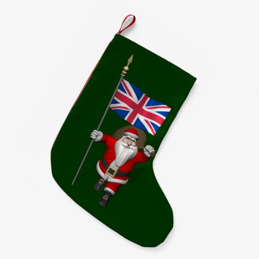 Santa Claus With Union Flag Of The UK Small Christmas Stocking | Zazzle