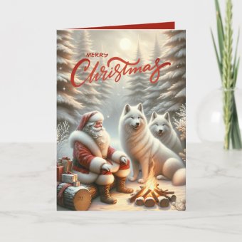 Santa Claus with Wolves Christmas Holiday Card | Zazzle