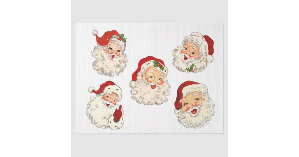 Santa Clause Collage Decoupage Decoupaging Retro Tissue Paper | Zazzle