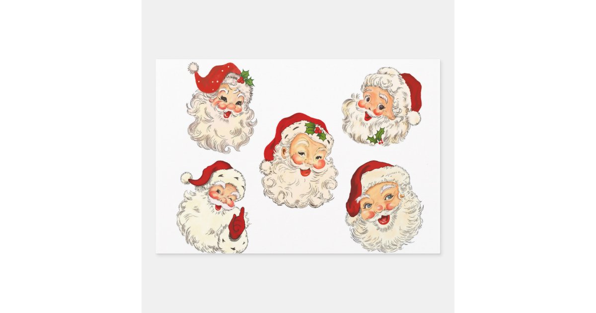 Santa Clause Collage Decoupage Decoupaging Retro Wrapping Paper Sheets ...