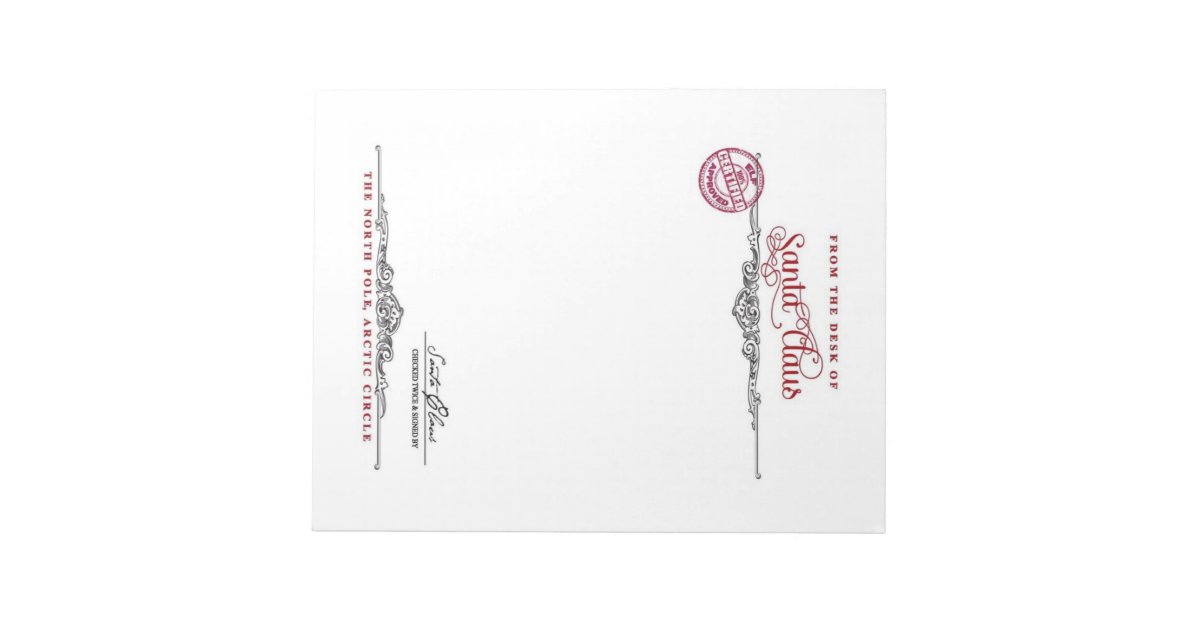 Santa Clause Letterhead Notepad | Zazzle