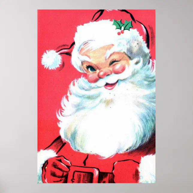 Santa Clause Poster Wall Art for Christmas | Zazzle