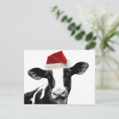 Santa Cow - Dairy Cow wearing Santa Hat Holiday Postcard | Zazzle