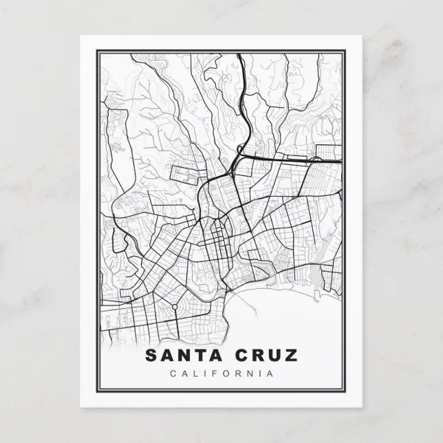Santa Cruz Map Postcard | Zazzle