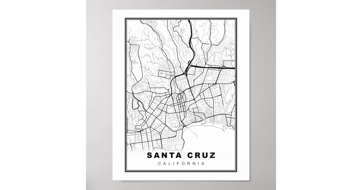 Santa Cruz Map Poster | Zazzle