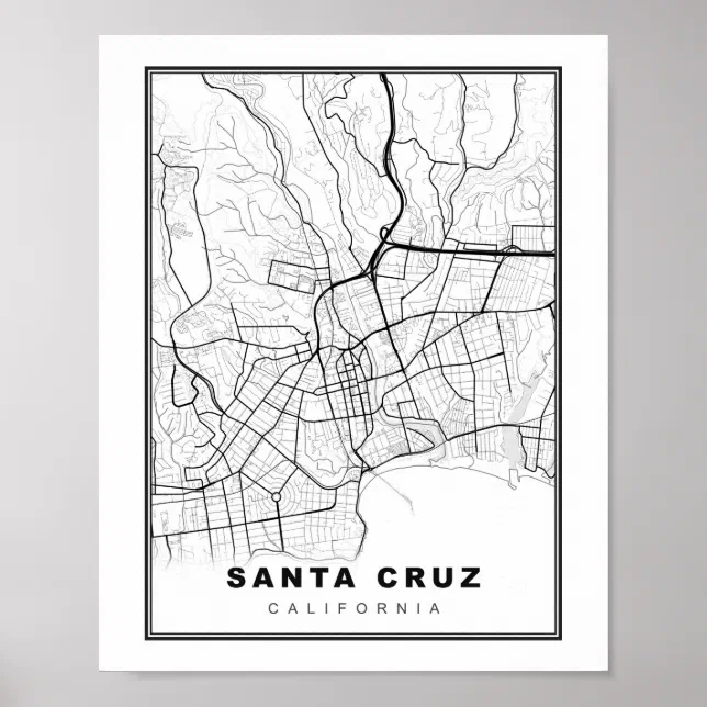 Santa Cruz Map Poster | Zazzle