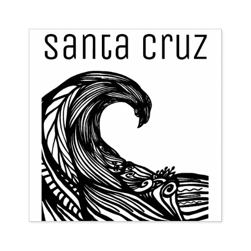 Santa Cruz ocean wave design Rubber Stamp | Zazzle