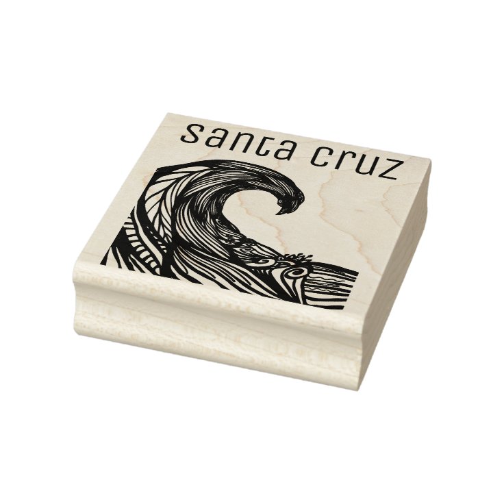 Santa Cruz ocean wave design Rubber Stamp | Zazzle