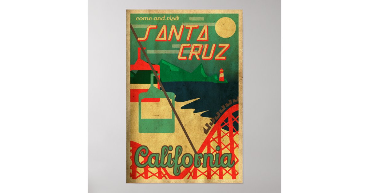 Santa Cruz Retro Poster | Zazzle