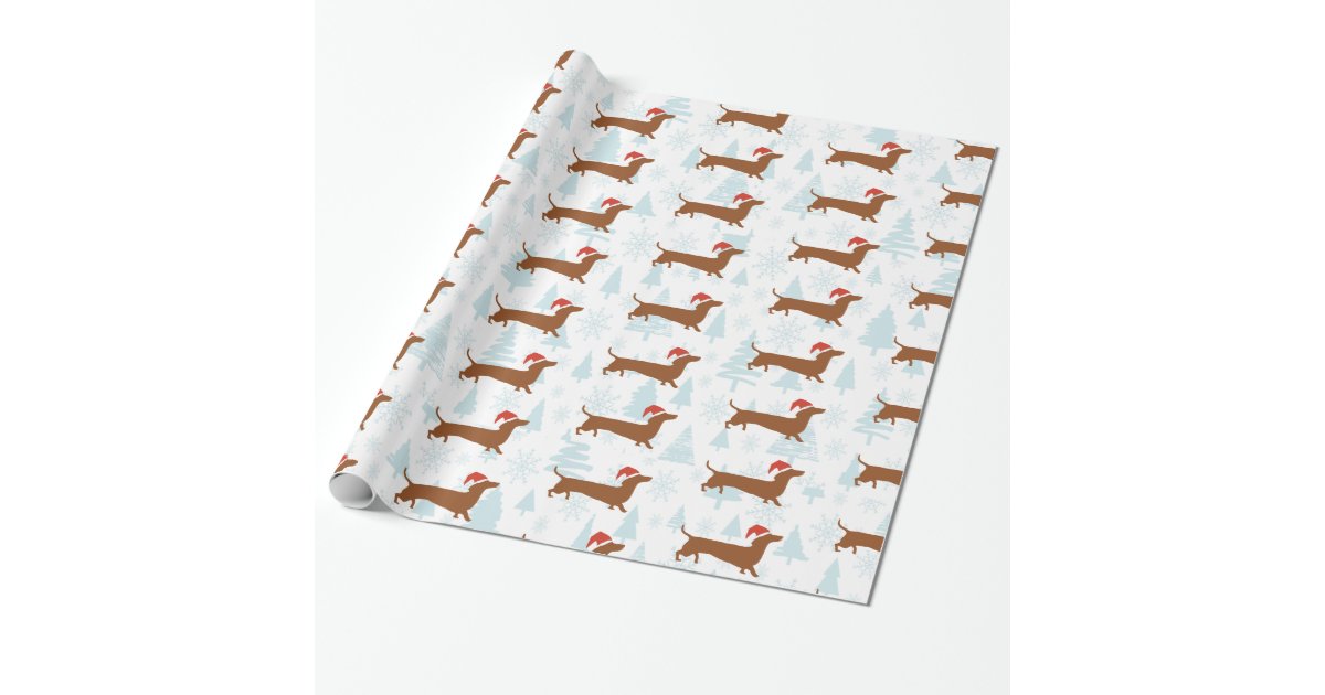 Santa Dachshund Christmas gift wrapping paper | Zazzle