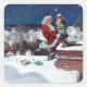 Santa Delivering Books at Christmas, Square Sticker | Zazzle