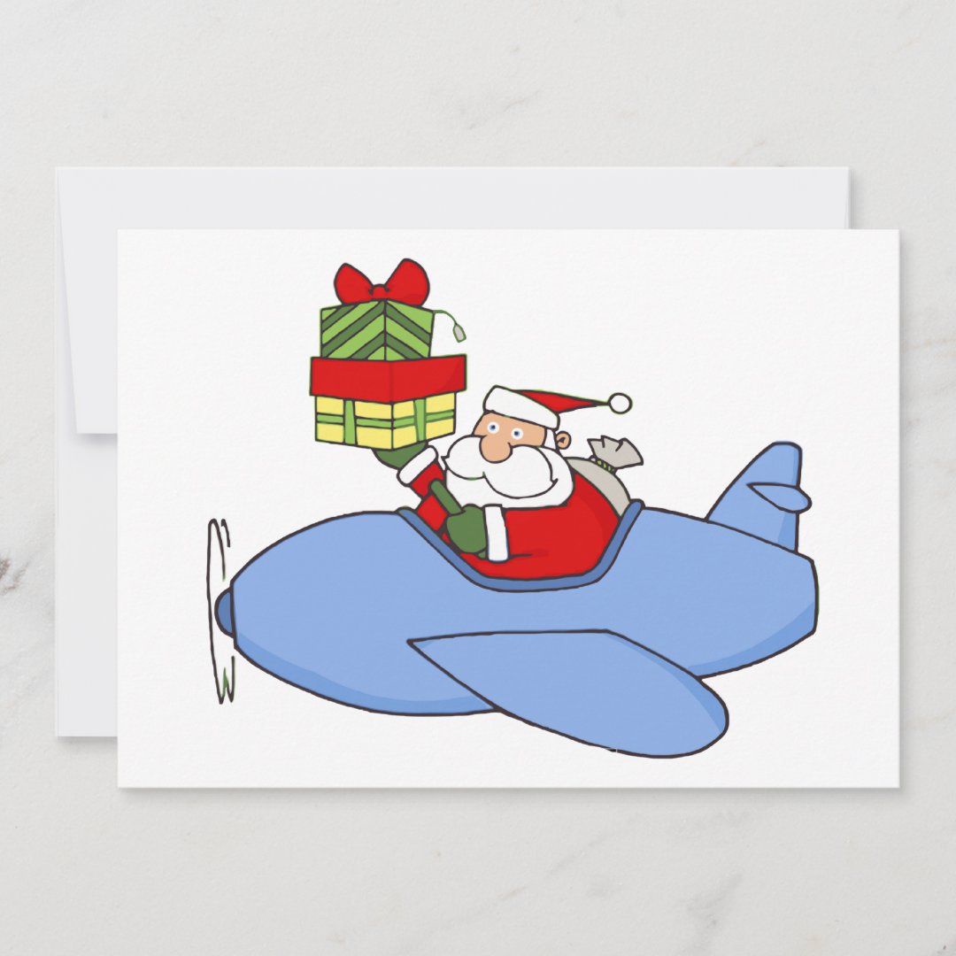 Santa Delivers Presents in Airplane Invitation | Zazzle