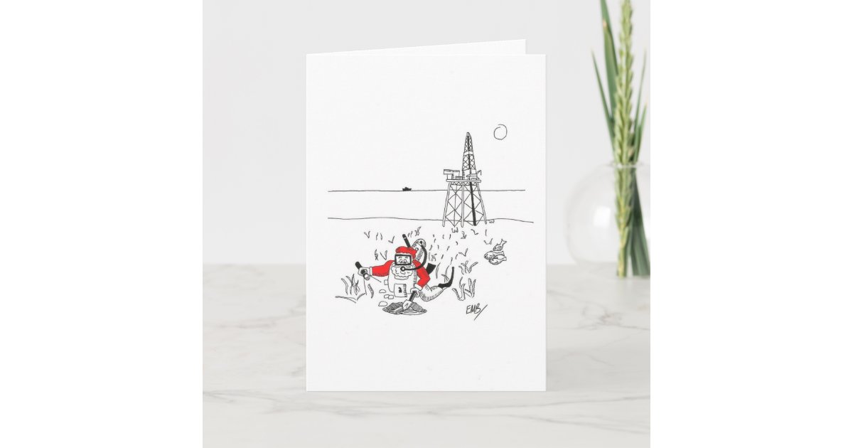 Santa Digging for Oil Holiday Card | Zazzle