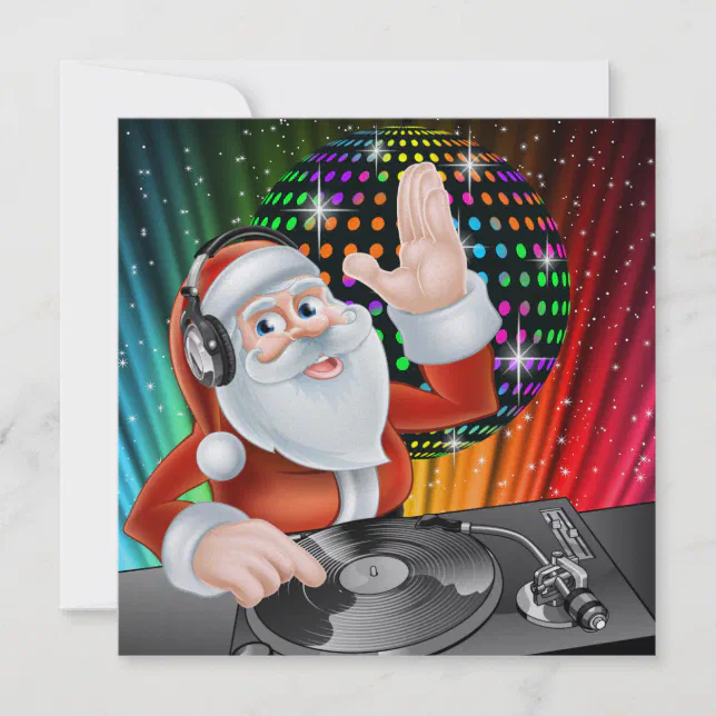 Santa DJ Disco Christmas / New Year Invitation | Zazzle