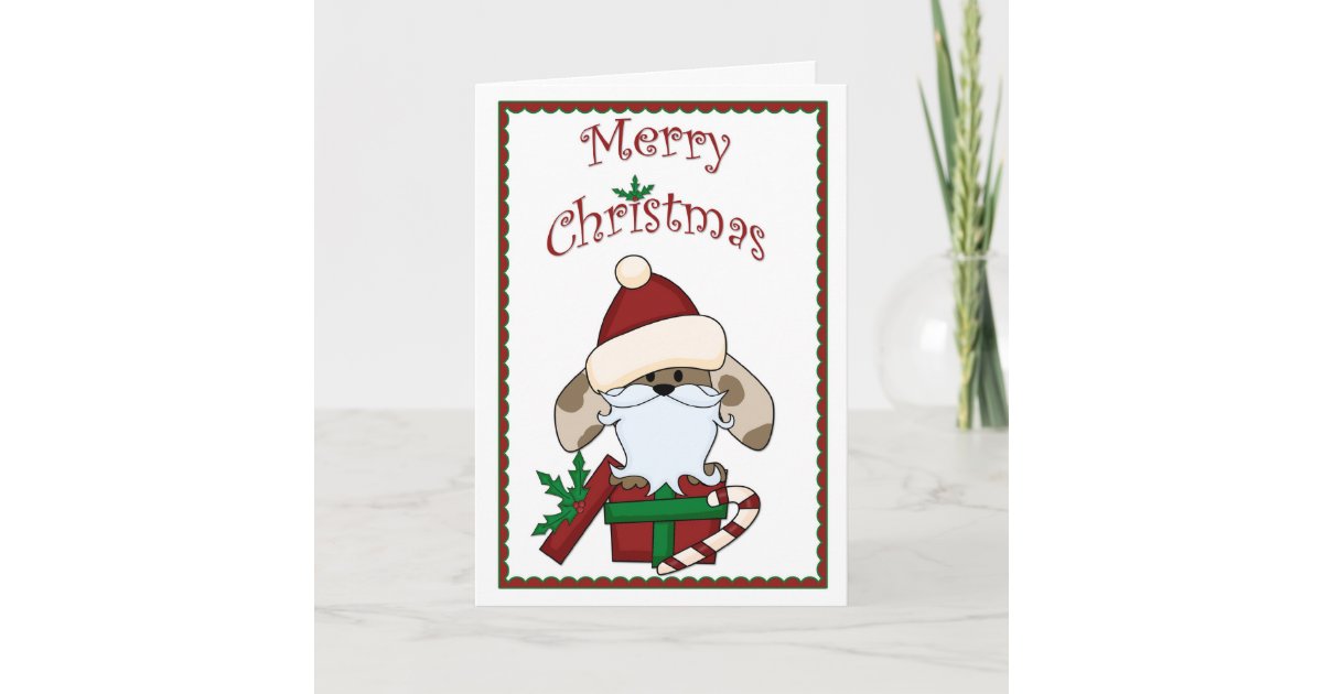 Santa Dog Christmas Greeting Card | Zazzle